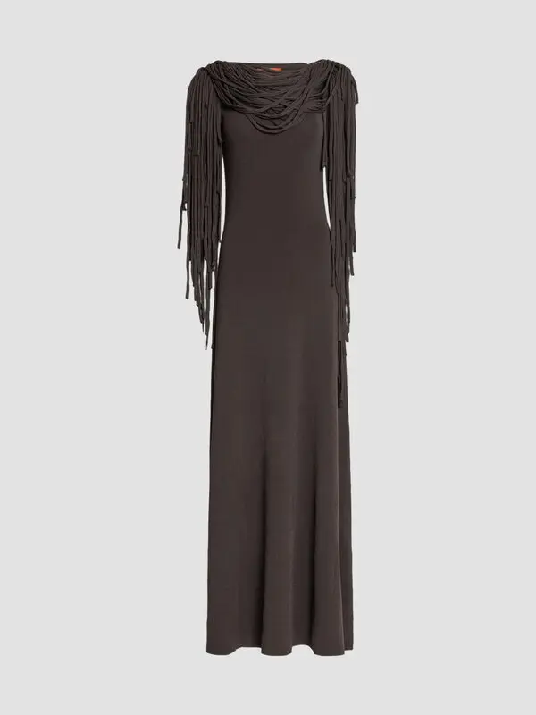Altuzarra Chaney Drape Fringe Maxi Dress