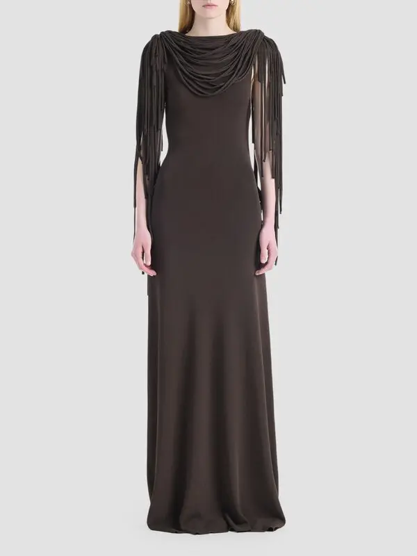 Altuzarra Chaney Drape Fringe Maxi Dress