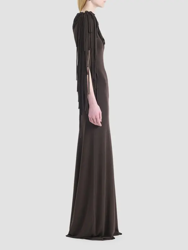 Altuzarra Chaney Drape Fringe Maxi Dress