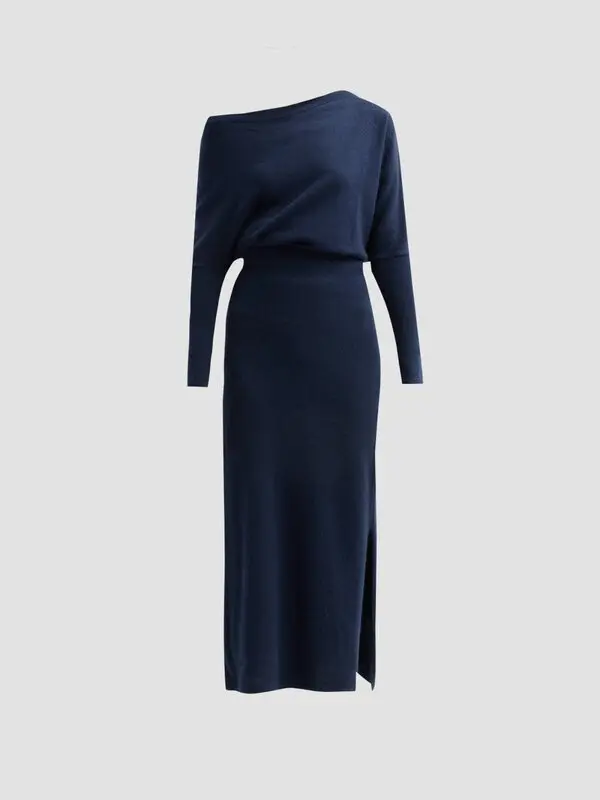 Altuzarra Kasos One-shoulder Drape Midi-dress - Navy