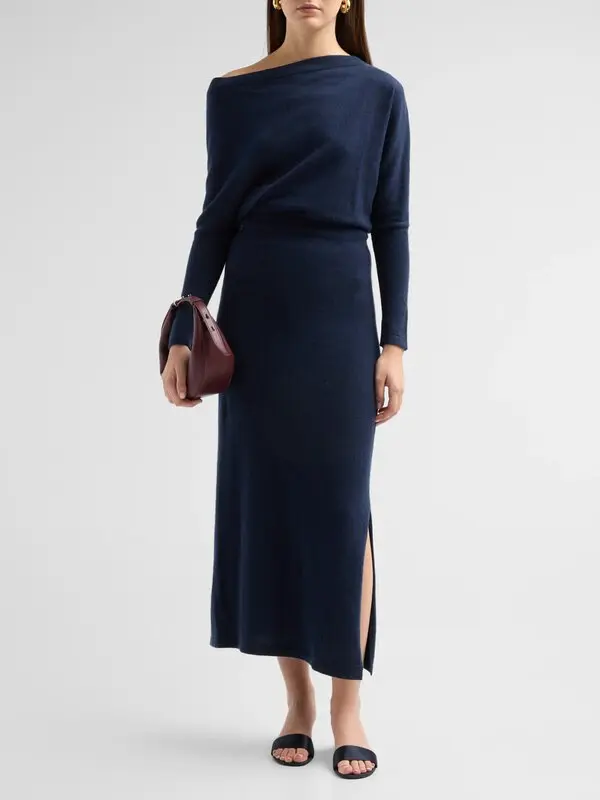 Altuzarra Kasos One-shoulder Drape Midi-dress - Navy