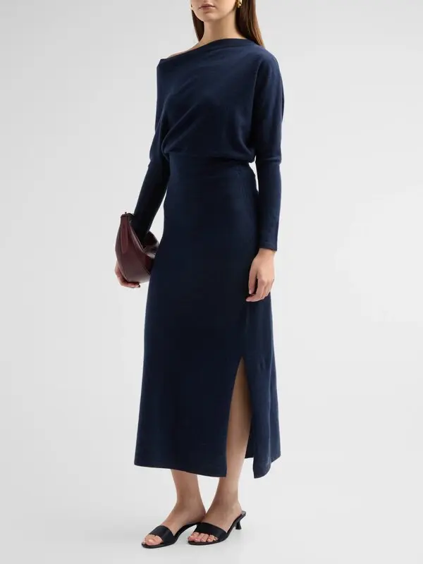 Altuzarra Kasos One-shoulder Drape Midi-dress - Navy