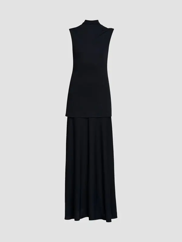 JIL SANDER Crepe Mock-turtleneck Maxi Dress