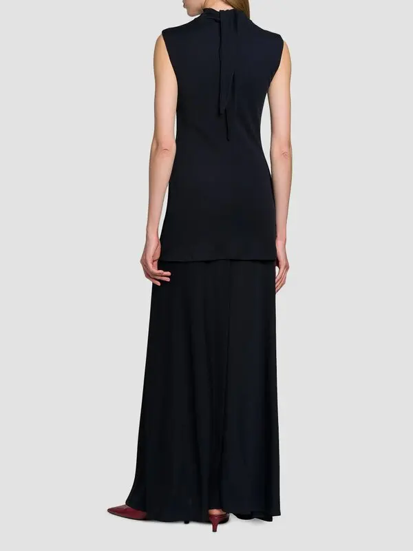 JIL SANDER Crepe Mock-turtleneck Maxi Dress