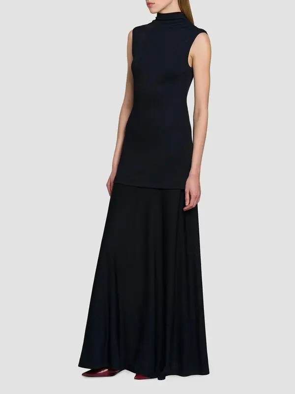 JIL SANDER Crepe Mock-turtleneck Maxi Dress