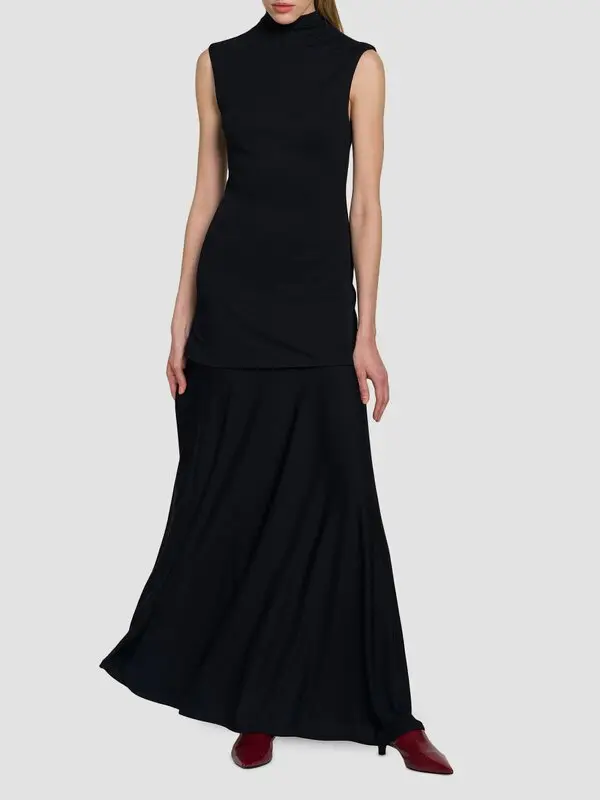 JIL SANDER Crepe Mock-turtleneck Maxi Dress