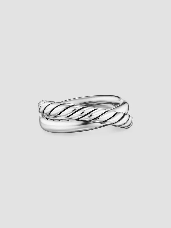 David Yurman Crossover Two Row Ring In Sterling 7.4mm