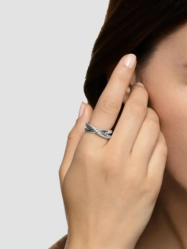 David Yurman Crossover Two Row Ring In Sterling 7.4mm
