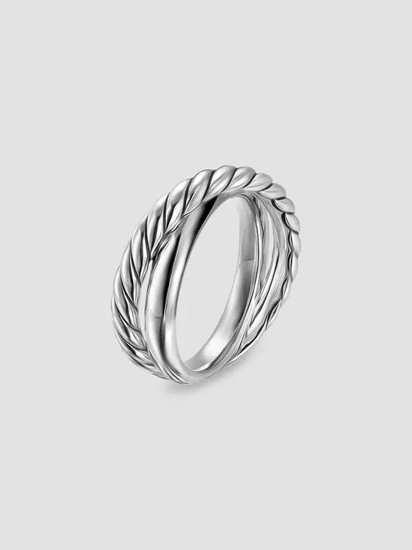 David Yurman Crossover Two Row Ring In Sterling 7.4mm