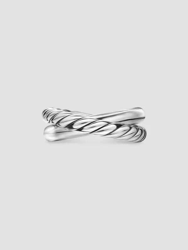 David Yurman Crossover Two Row Ring In Sterling 7.4mm