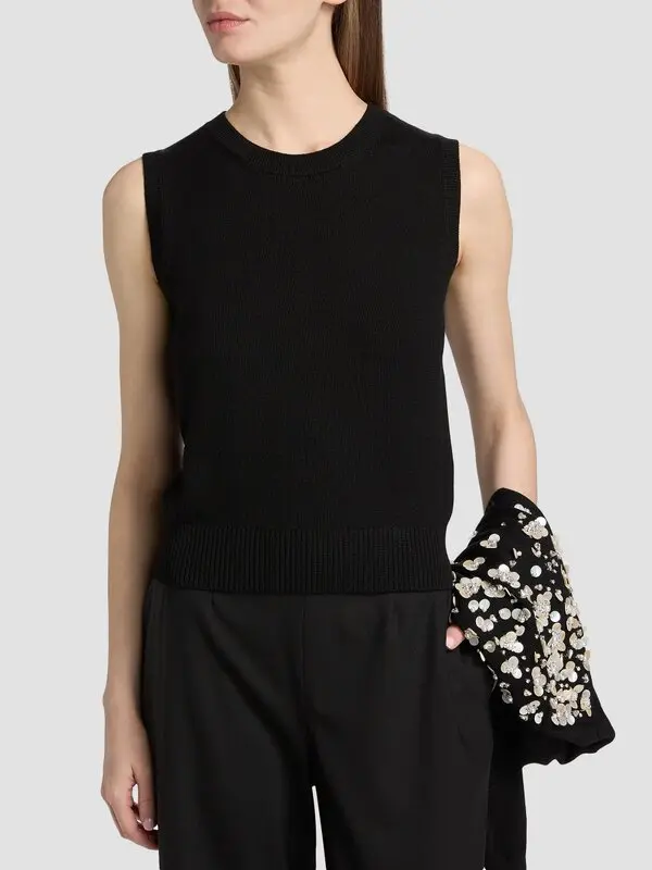 Oscar De La Renta Virgin Wool Tank