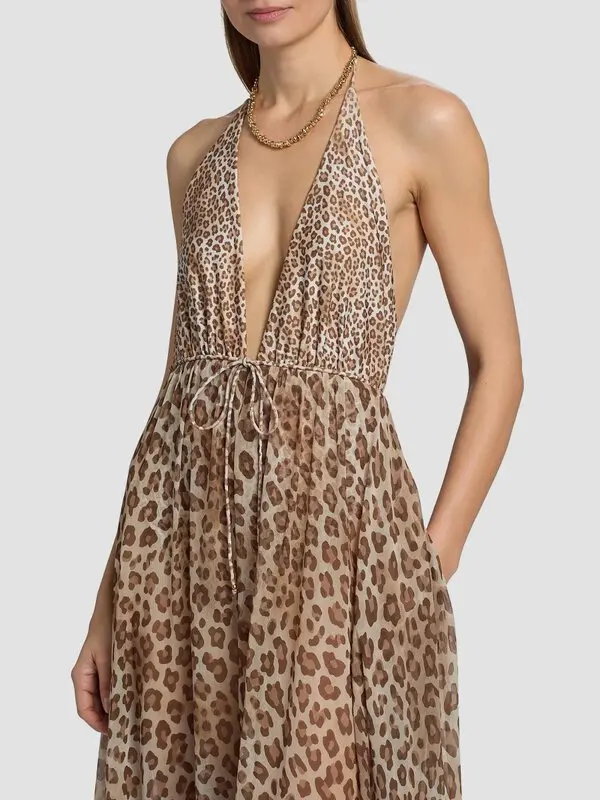 Ramy Brook Milena Colorblocked Leopard Maxi Dress - Light Leopard
