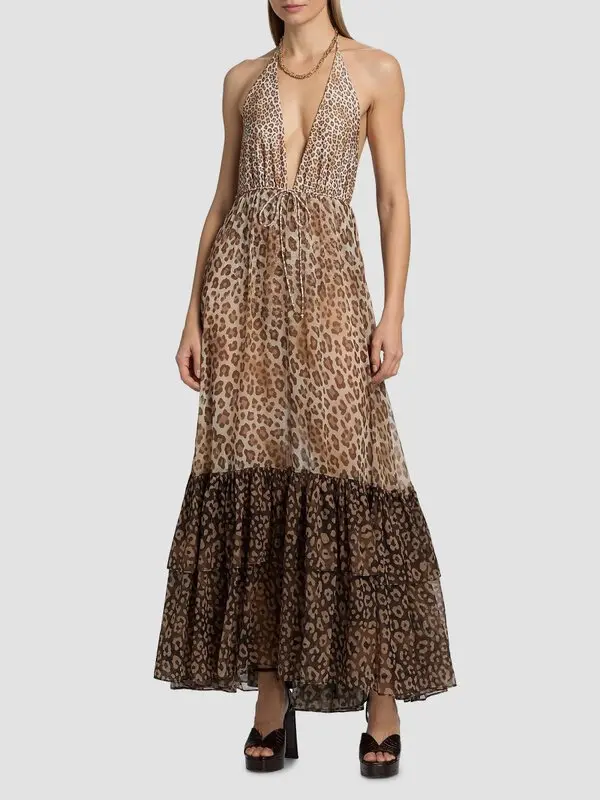 Ramy Brook Milena Colorblocked Leopard Maxi Dress - Light Leopard