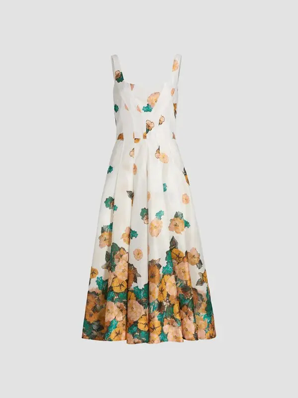 Prabal Gurung Sun Floral Corset Midi-dress