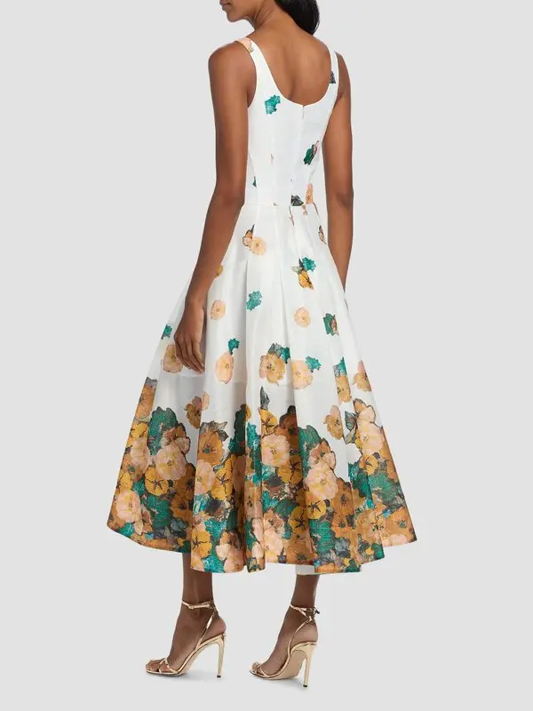 Prabal Gurung Sun Floral Corset Midi-dress