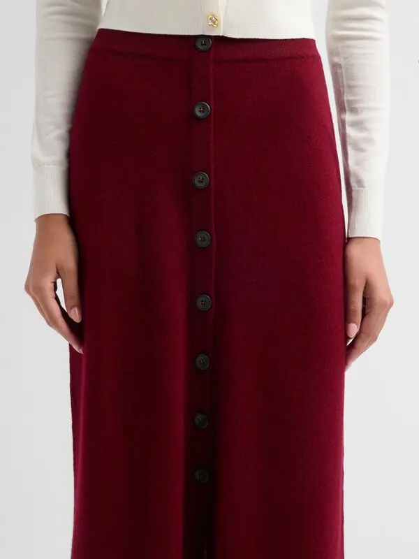 Altuzarra Callahan Cashmere Button-front Midi Skirt - Grenache