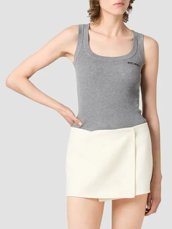 Miu Miu Cotton Knit Tank Top - Grey
