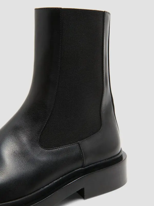 JIL SANDER Leather Ankle Boots - Black