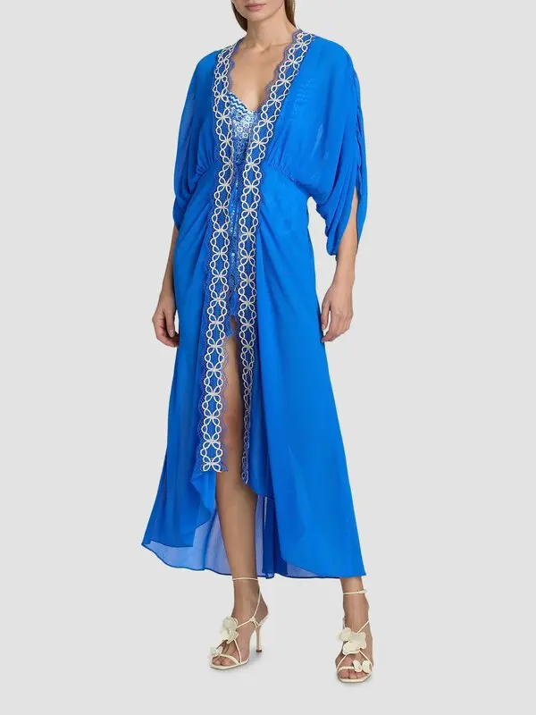 Ramy Brook Riley Embroidered Maxi Dress - Ocean