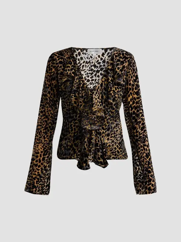 Ronny Kobo Marian -print Ruffled Top - Leopard