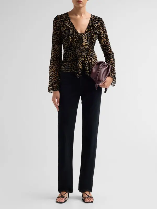 Ronny Kobo Marian -print Ruffled Top - Leopard