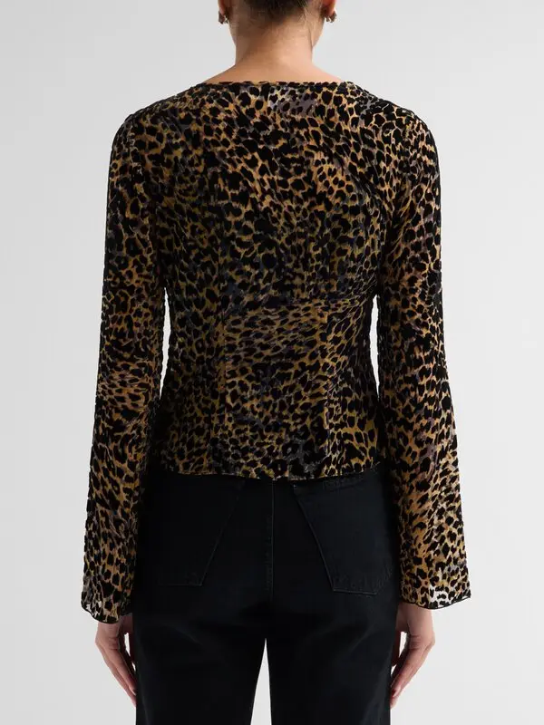 Ronny Kobo Marian -print Ruffled Top - Leopard