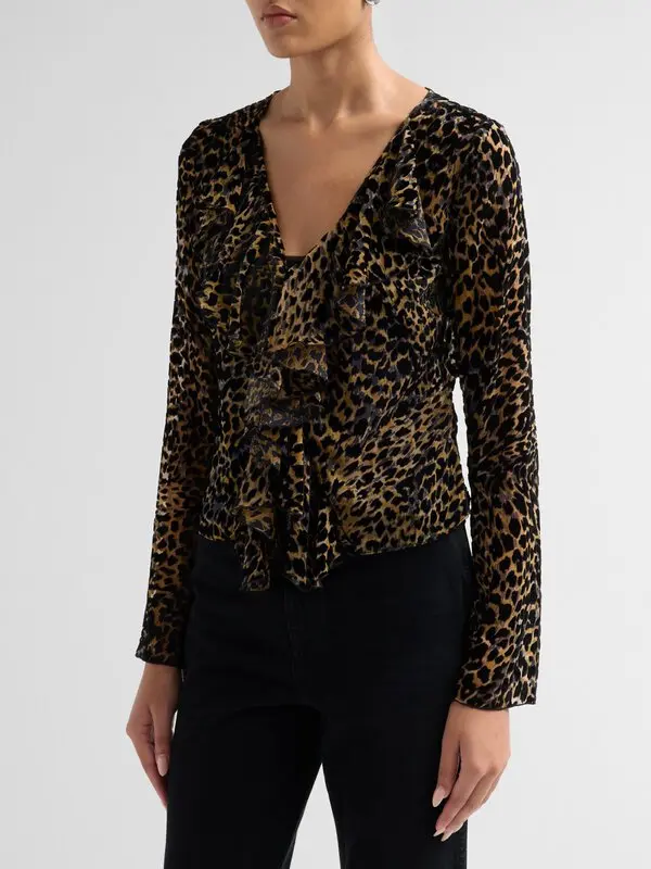 Ronny Kobo Marian -print Ruffled Top - Leopard