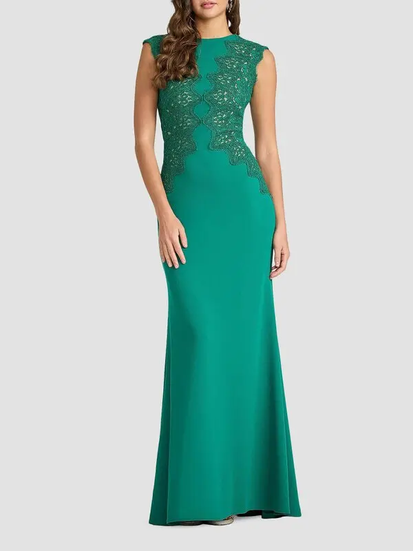 Tadashi Shoji Gant Embroidered Crepe Gown