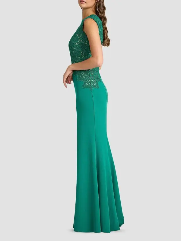 Tadashi Shoji Gant Embroidered Crepe Gown