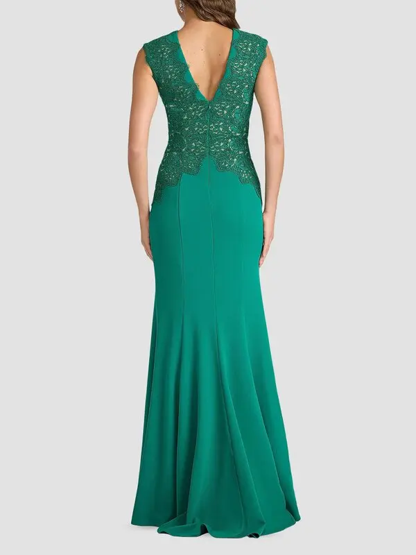 Tadashi Shoji Gant Embroidered Crepe Gown
