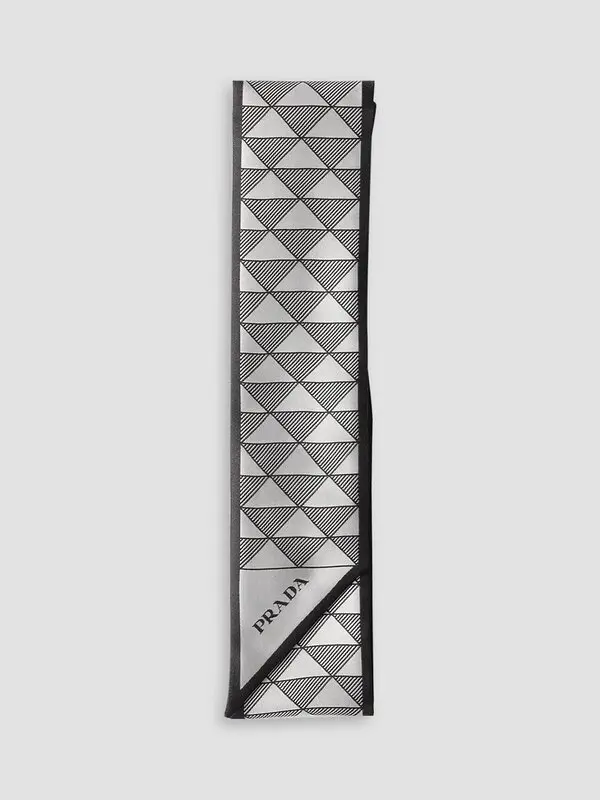Prada Printed Silk Skinny Scarf - Black