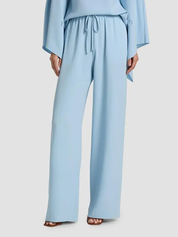 Oscar De La Renta Silk Georgette Wide-leg Drawstring Pants
