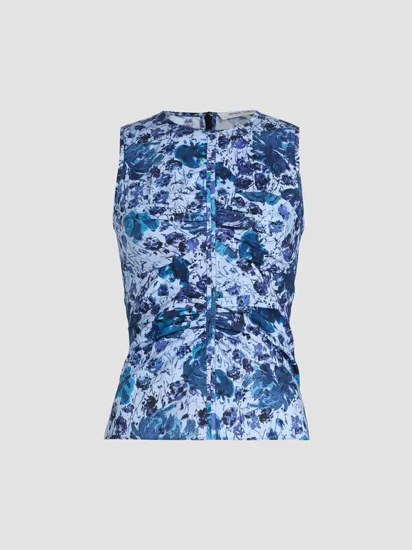 Prabal Gurung Floral Cotton-blend Ruched Top