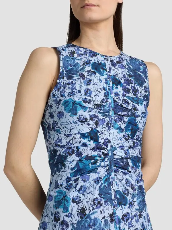 Prabal Gurung Floral Cotton-blend Ruched Top
