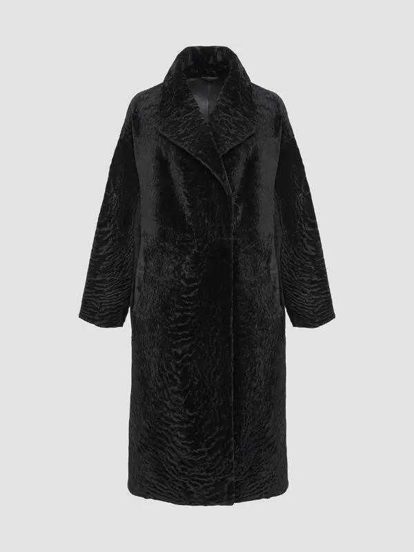 Gorski Reversible Textured Shearling Lamb Short Coat - Black