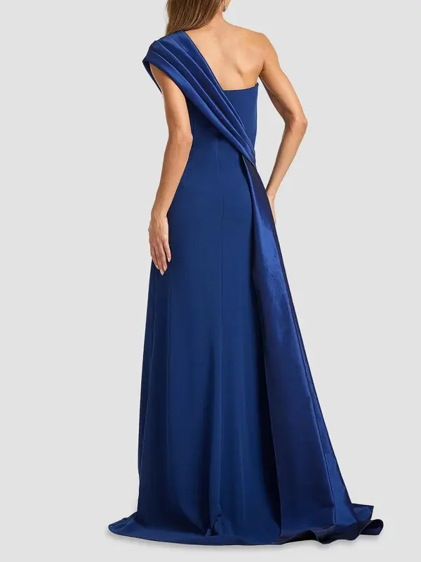 Tadashi Shoji One-shoulder Taffeta-trim Crepe Gown
