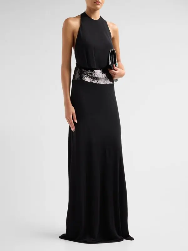 Ramy Brook Theresa Sequined Halter Gown