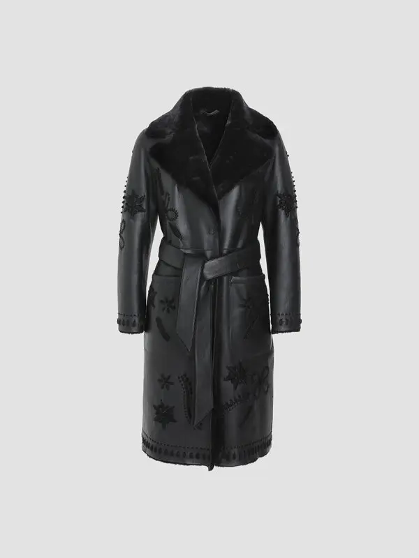 Gorski Merino Shearling Lamb Short Coat - Black