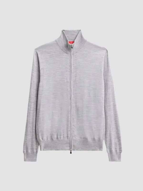 Isaia Filo Corallo Wool Zip-up Sweater