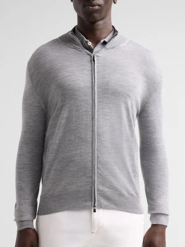 Isaia Filo Corallo Wool Zip-up Sweater