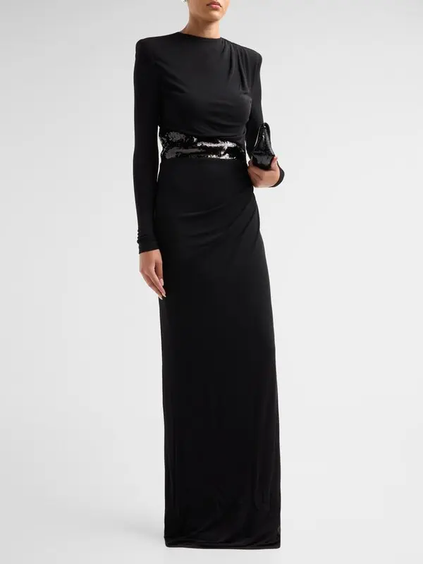 Ramy Brook Samantha Sequin-belt Gown
