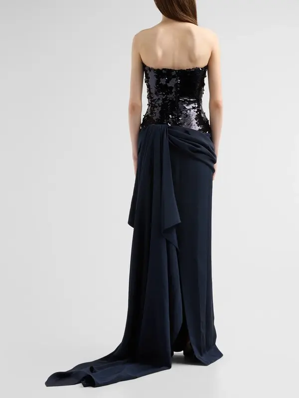 Prabal Gurung Strapless Sequin & Draped Crepe Gown