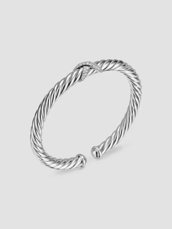 David Yurman Cable Flex X Bracelet In Sterling - Diamond