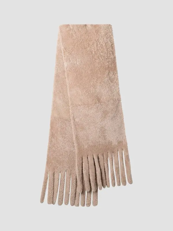 Gorski Silky Shearling Lamb Stole With Fringes - Blush
