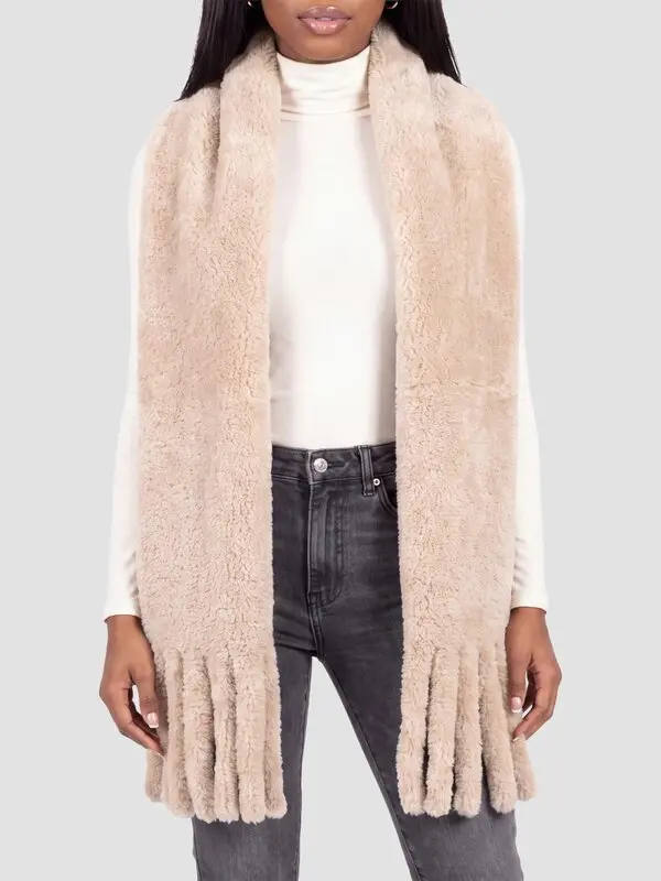 Gorski Silky Shearling Lamb Stole With Fringes