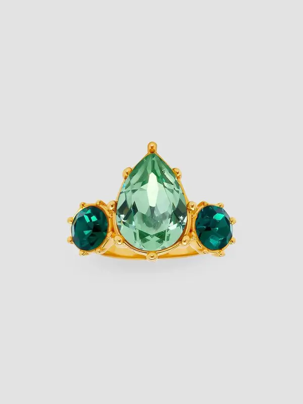 Oscar De La Renta Goldtone & Glass Crystal Ring - Peridot