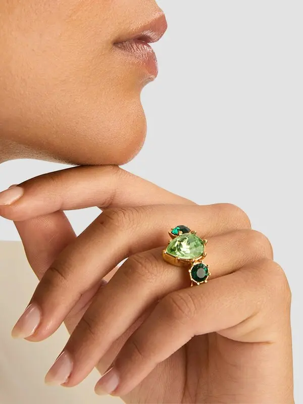 Oscar De La Renta Goldtone & Glass Crystal Ring