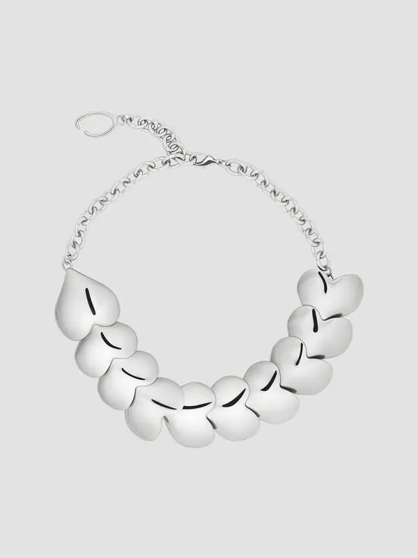 Oscar De La Renta Silvertone Heart Choker