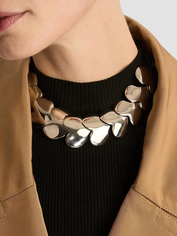 Oscar De La Renta Silvertone Heart Choker