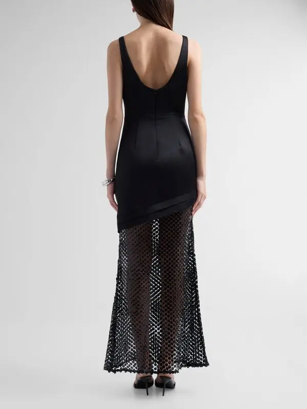 Ramy Brook Blossom Mesh Gown - Black Mesh